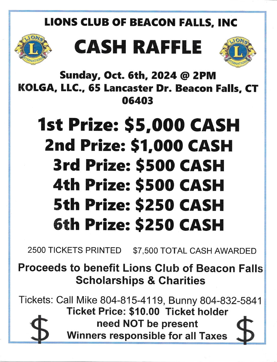 Cash Raffle $7500 TOTAL Cash Awarded